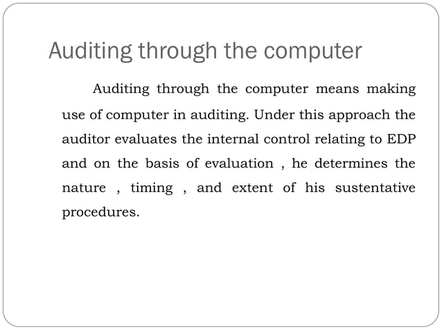 Auditing in EDP Environment/Computerized Audit | PDF | Computer Software and Applications ...