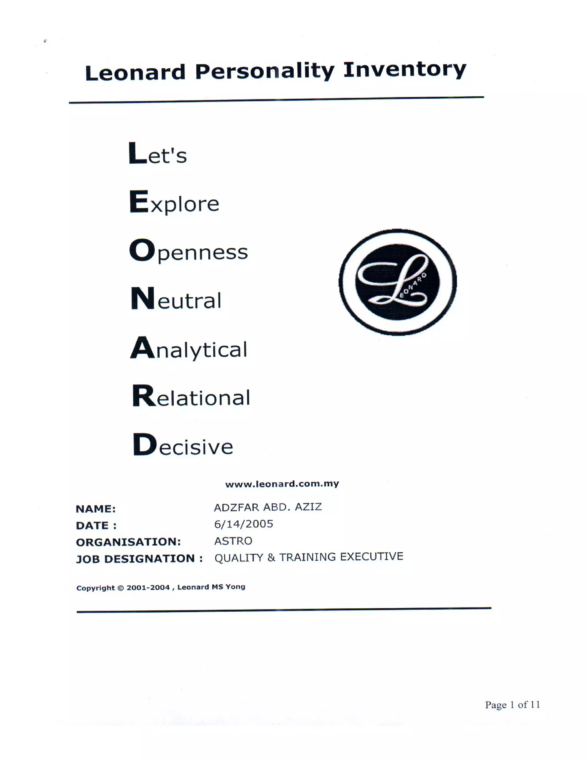 Ed Personality Profile Summary | PDF | Free Download