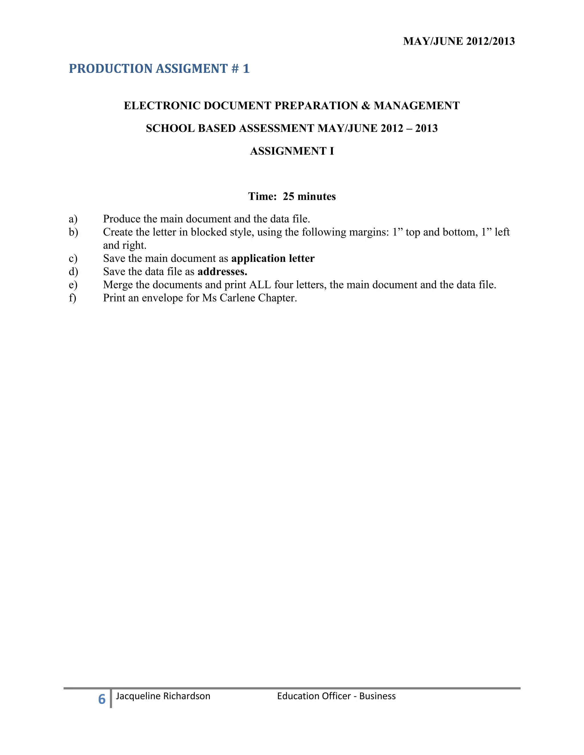 Edpm 2013 sba | DOCX | Educational Assessment | Education