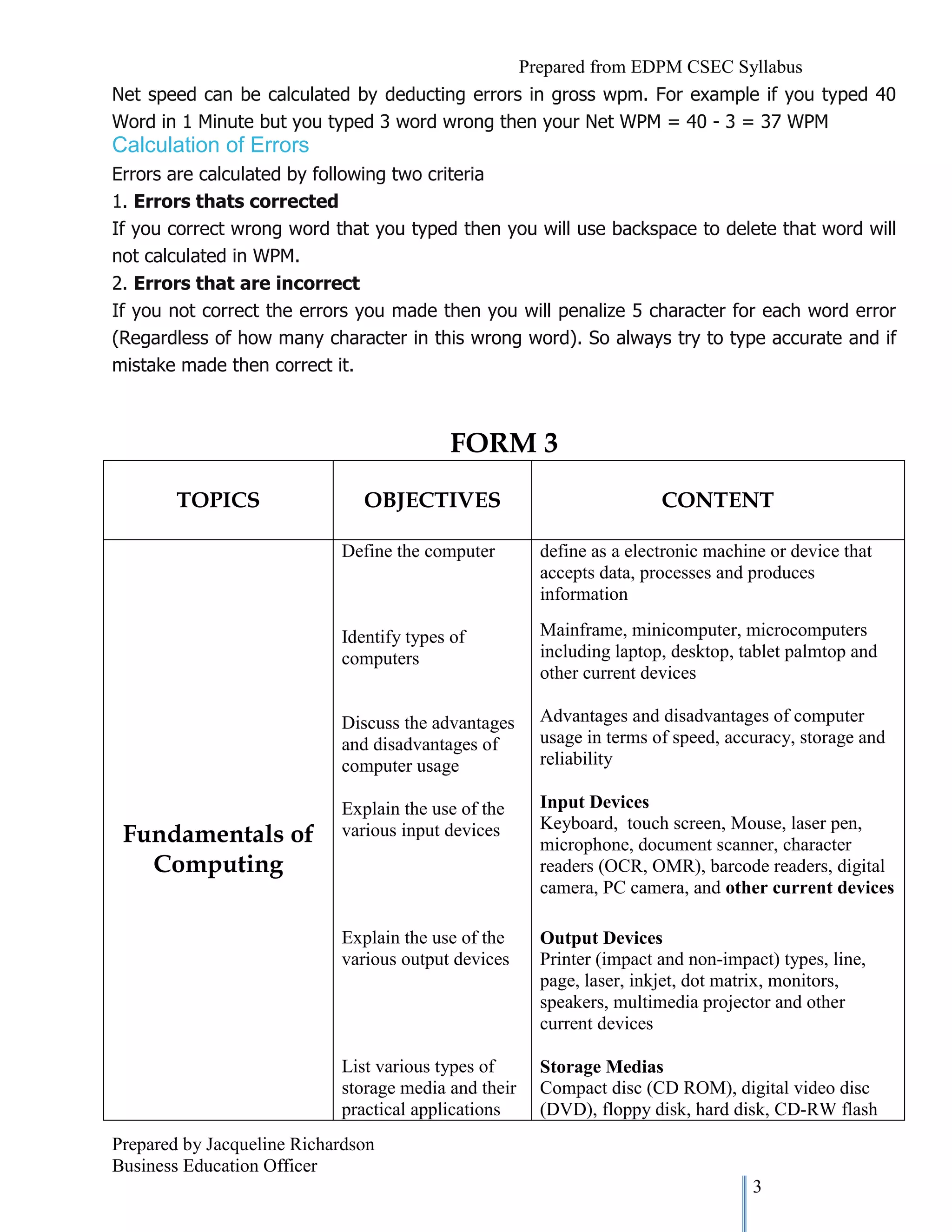 Electronic Document Preparation And Management Course Outline | DOC