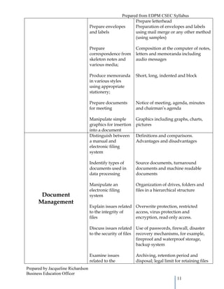 Electronic Document Preparation And Management Course Outline | DOC