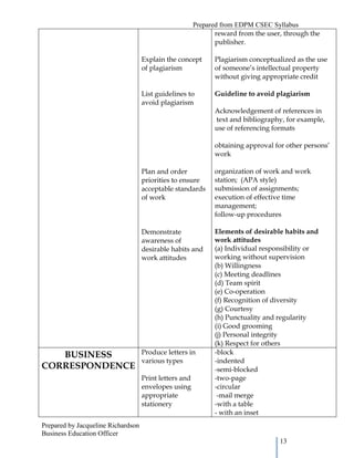 Electronic Document Preparation And Management Course Outline | DOC