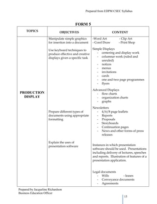 Electronic Document Preparation And Management Course Outline | DOC