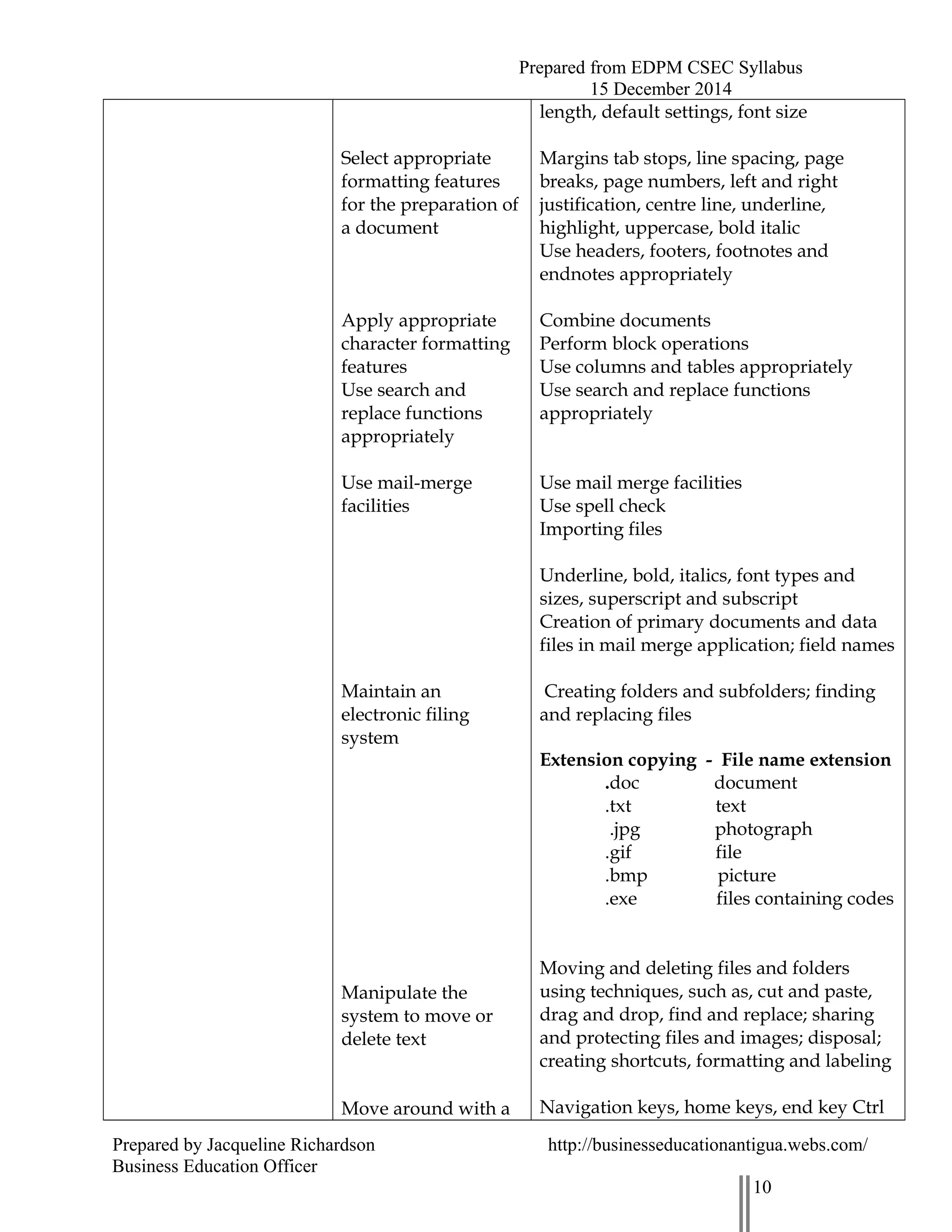 Electronic Document Preparation and Management Outline | DOC