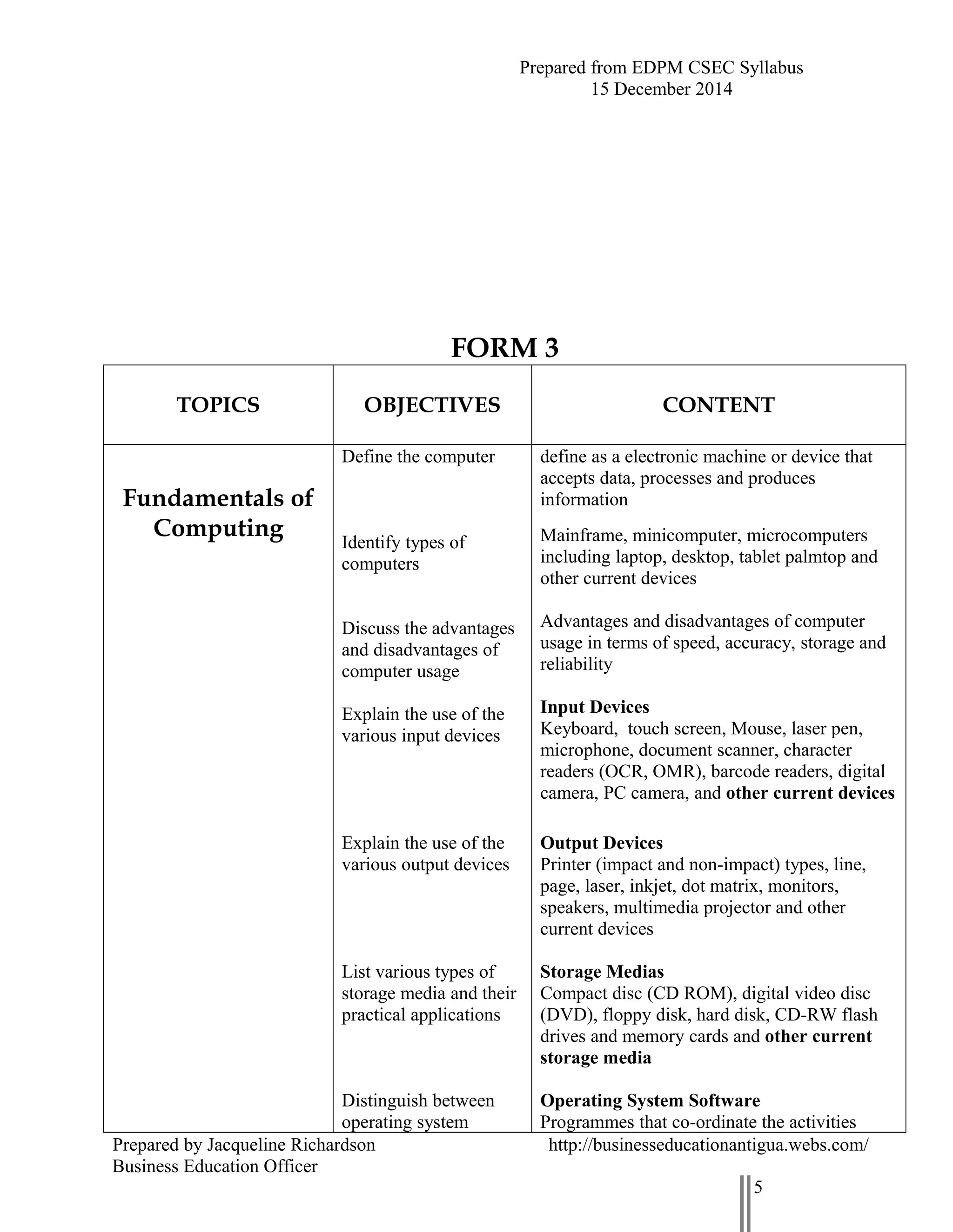 Electronic Document Preparation and Management Outline | DOC
