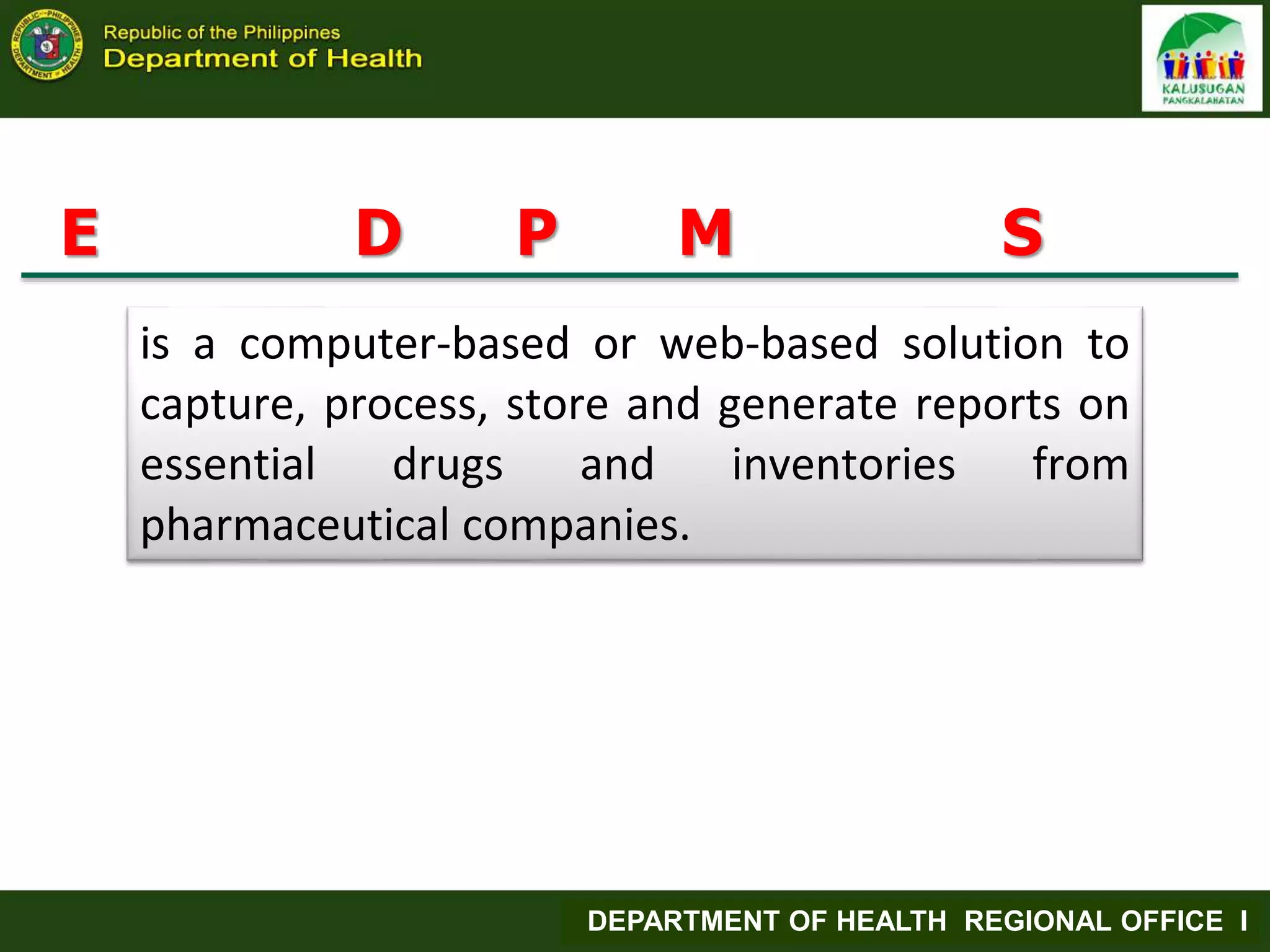 EDPMS v2.0 System Overview and Updates on proposed AO Ammendment EDPMS v.30