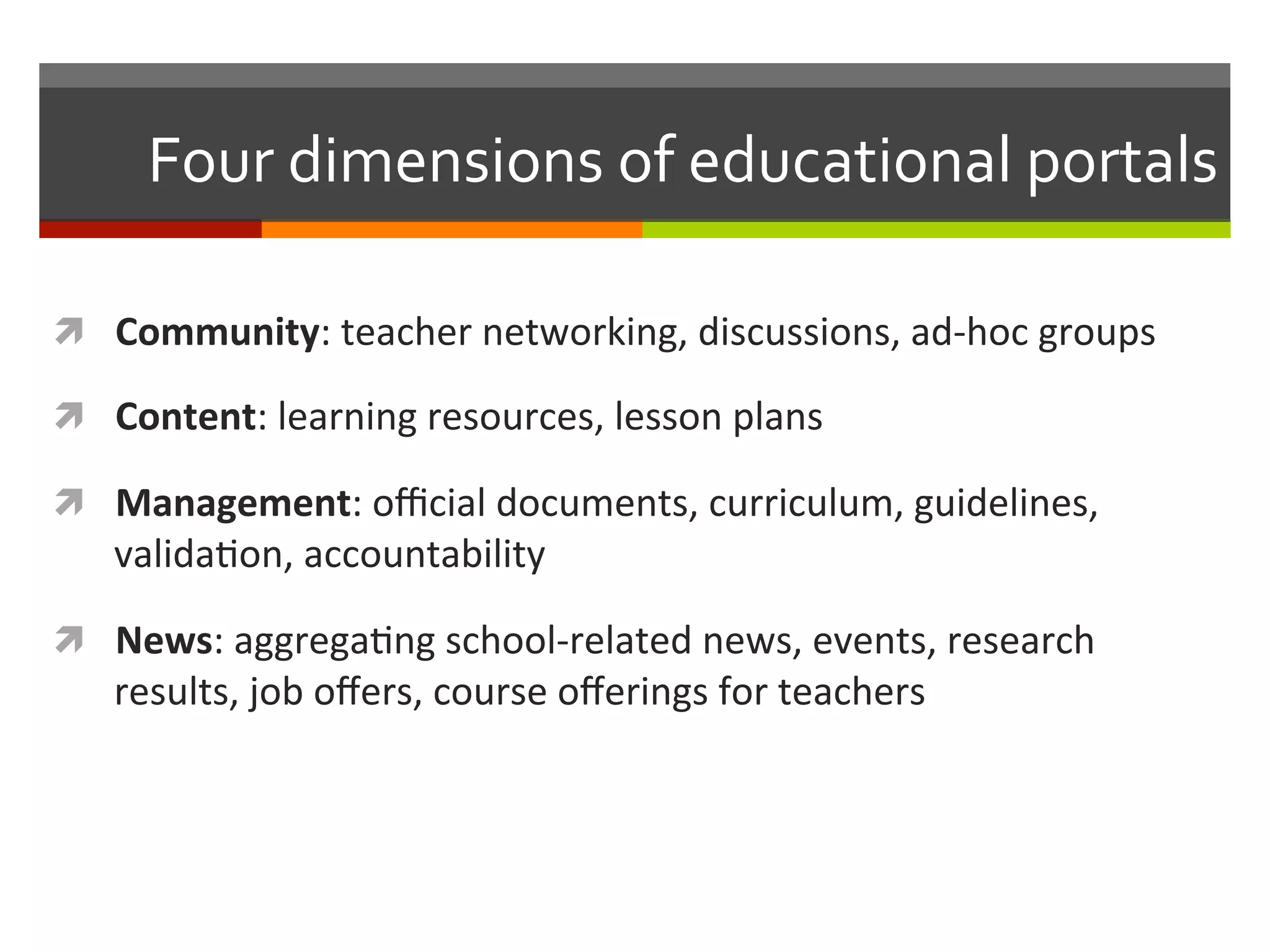 Educational Portals: trends and issues | PDF
