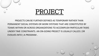 Concept & Classification of Project - Entrepreneurship Development | PPTX