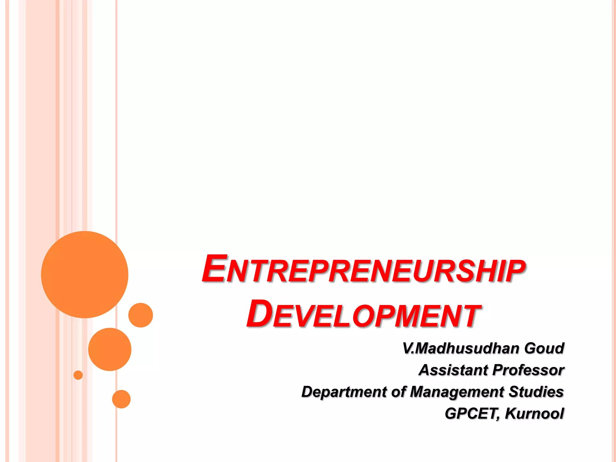 Entrepreneurship Development PPT Introduction | PPT