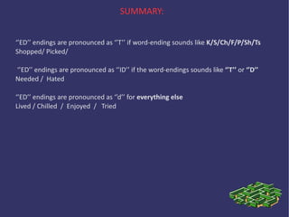 Ed pronunciation for regular verbs | PPT
