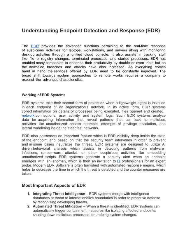 Understanding Endpoint Detection and Response (EDR) | PPTX