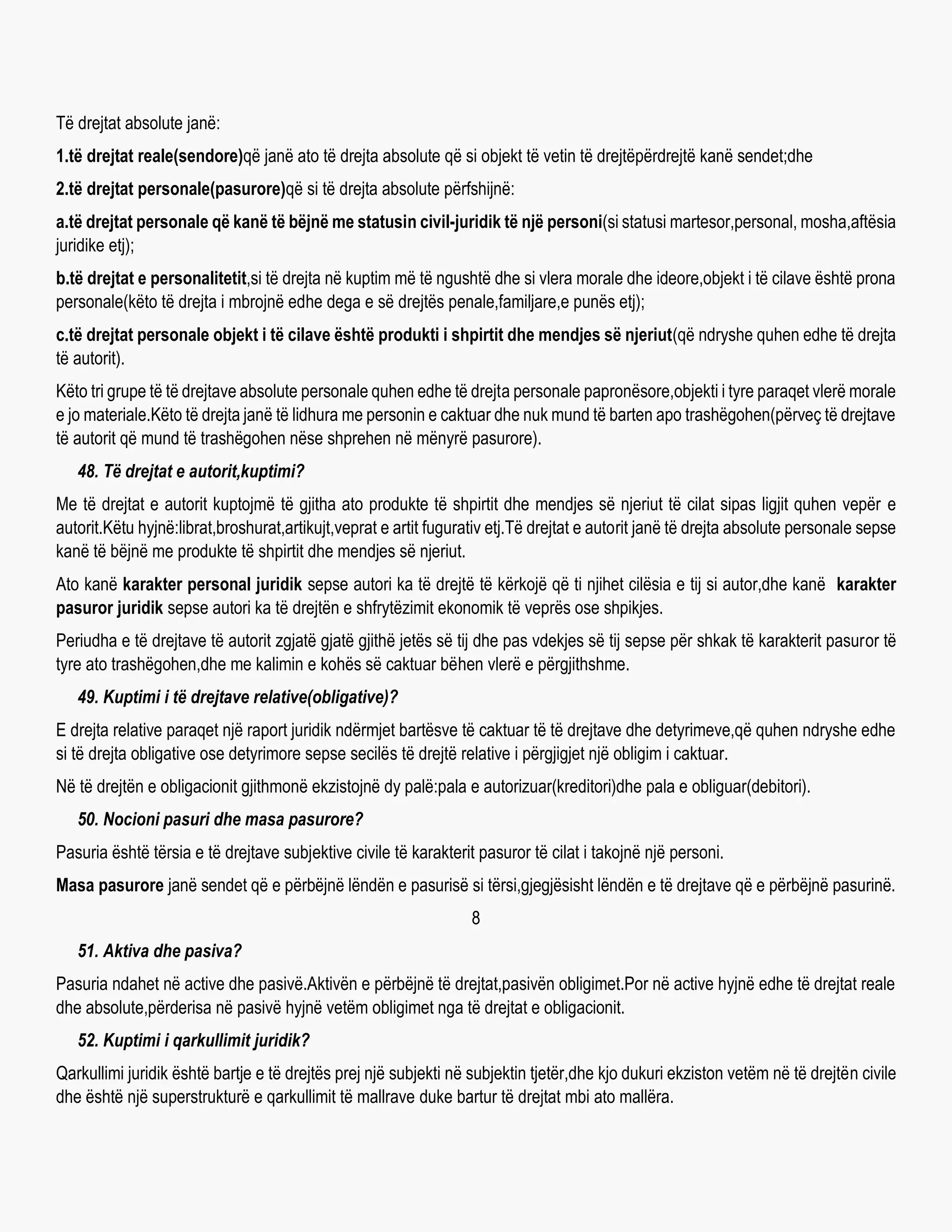 E Drejta Civile - Pyetje & Përgjigje | PDF