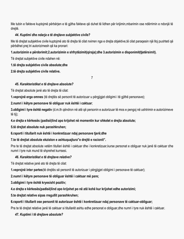 E Drejta Civile - Pyetje & Përgjigje | PDF