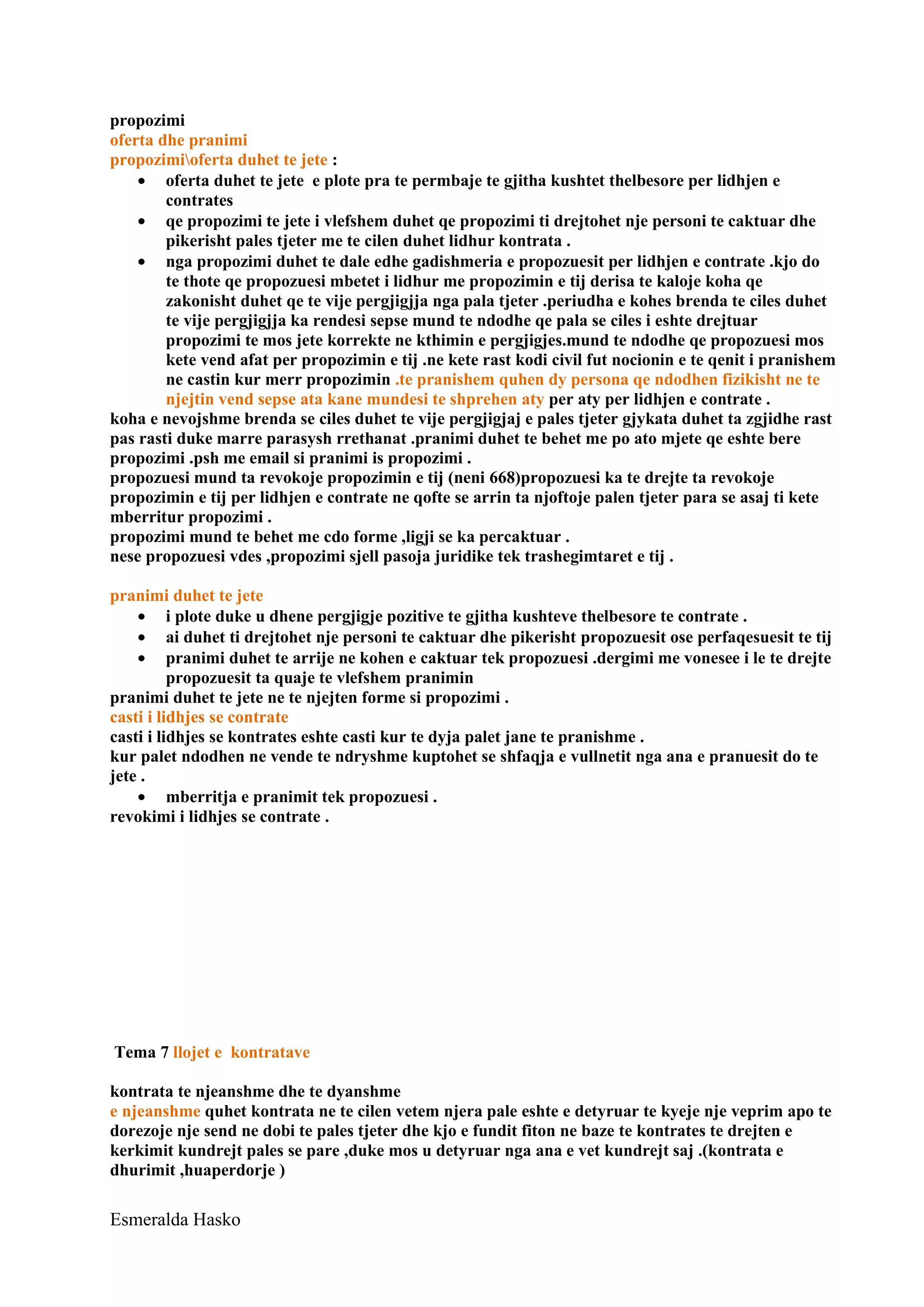 E drejta e detyrimeve & llojet e kontratave esi hasko | PDF