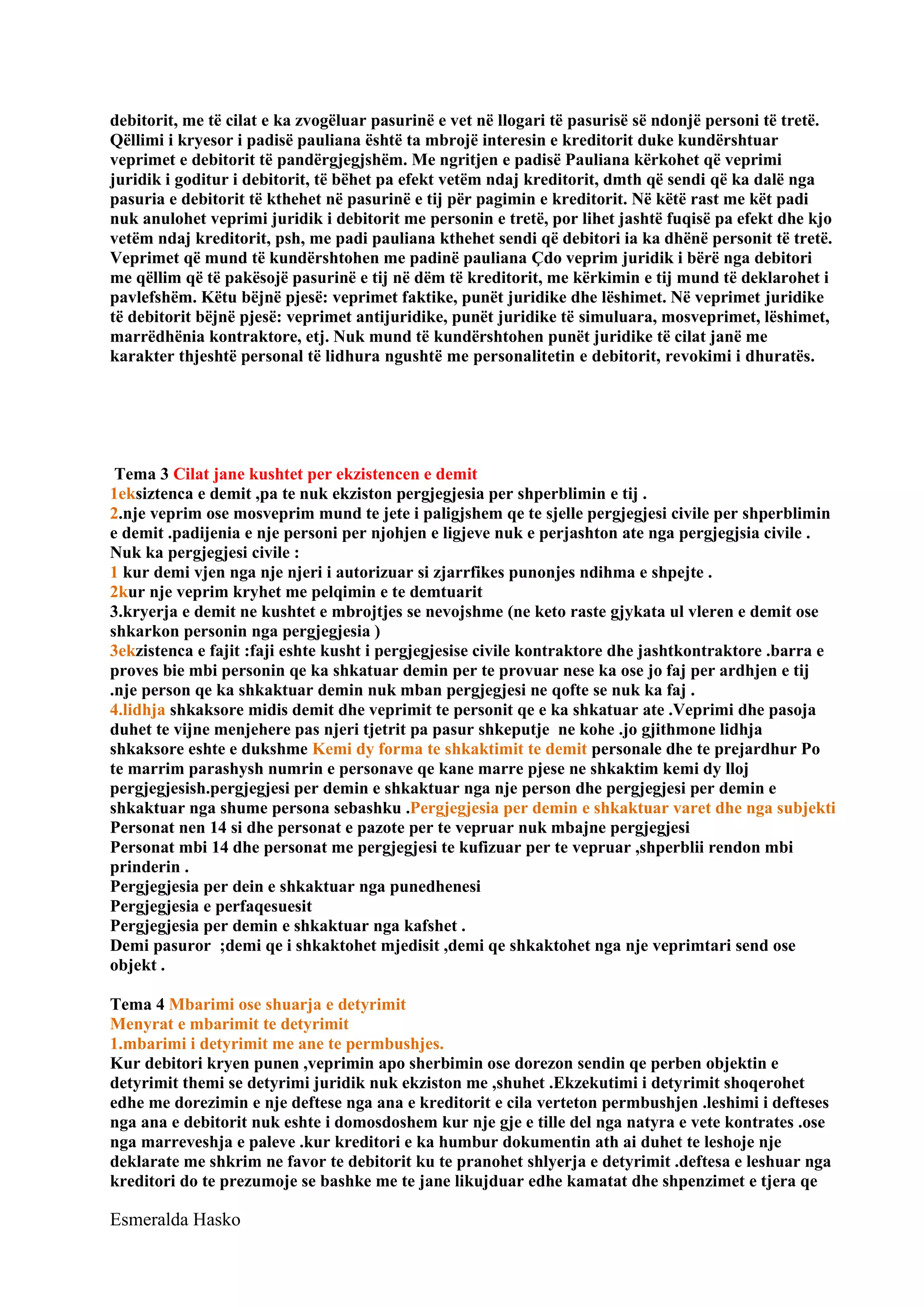 E drejta e detyrimeve & llojet e kontratave esi hasko | PDF