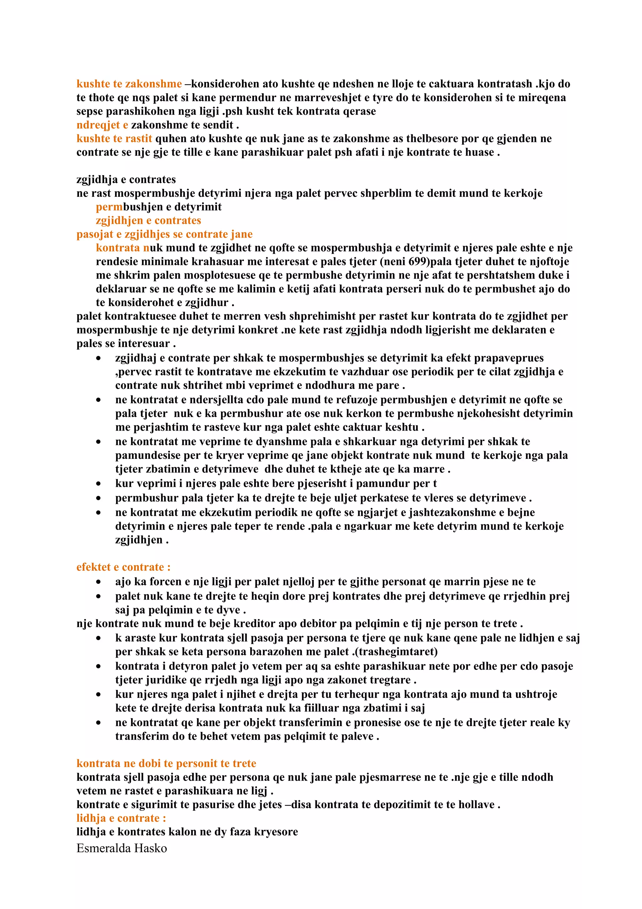 E drejta e detyrimeve & llojet e kontratave esi hasko | PDF