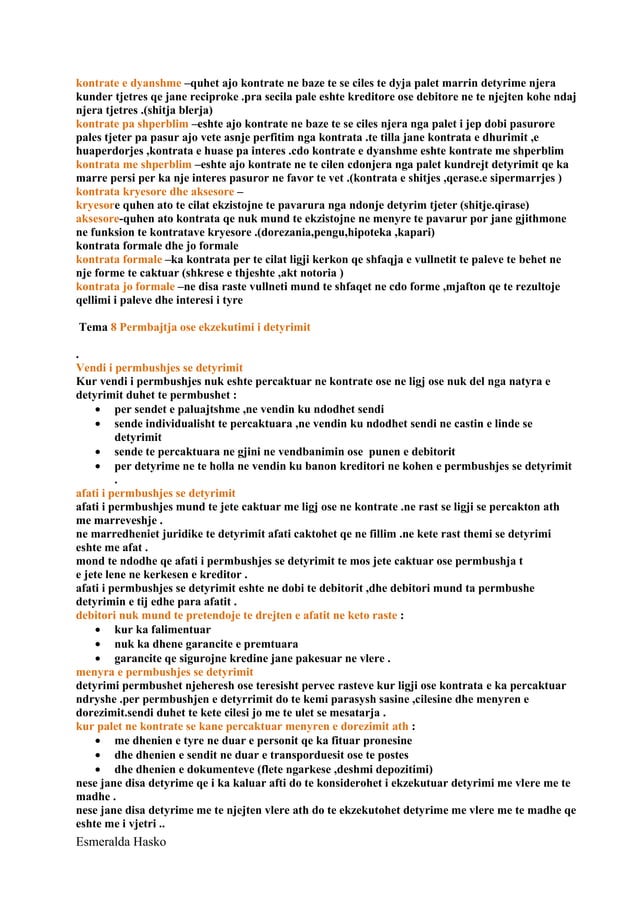 E drejta e detyrimeve & llojet e kontratave esi hasko | PDF