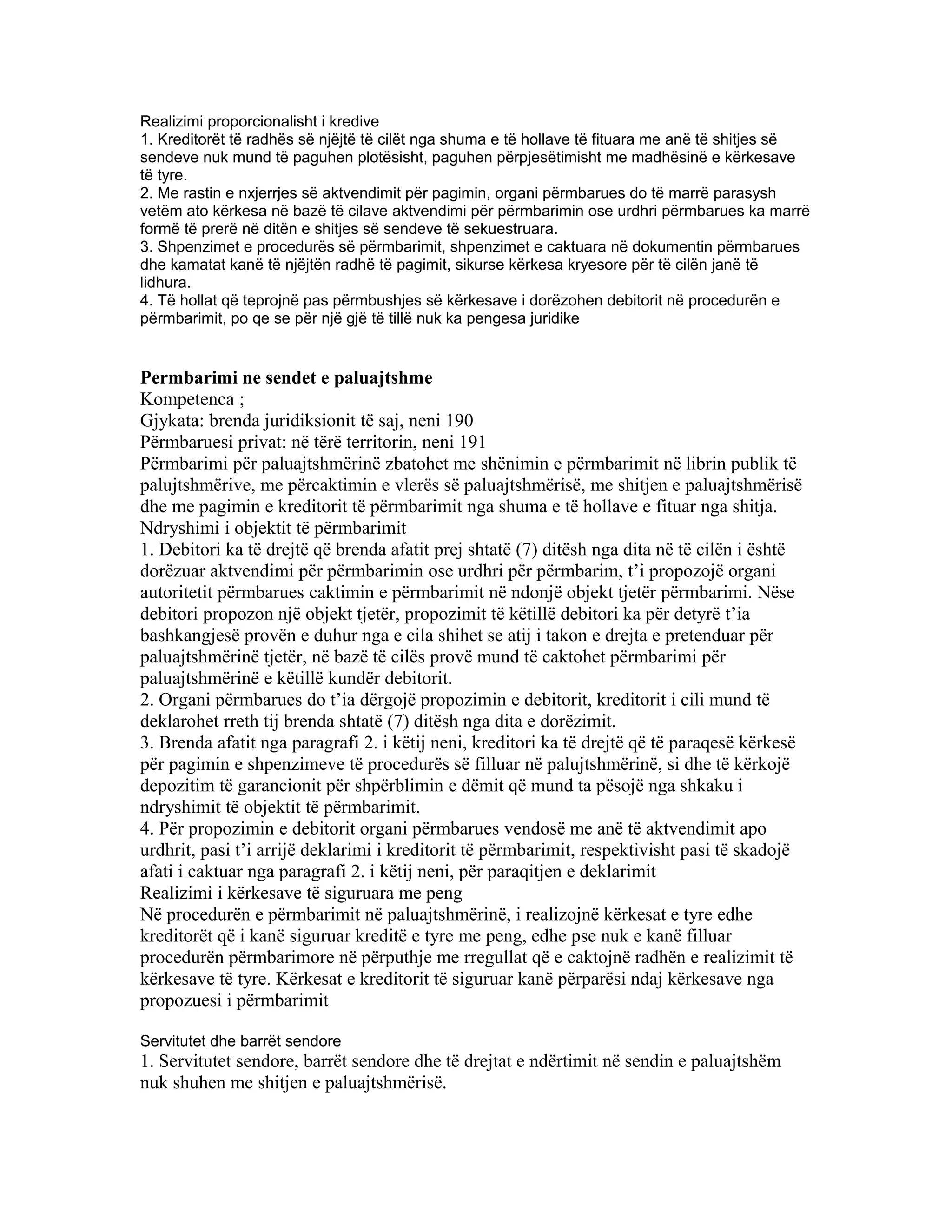 Pyetje nga E drejta e procedures permbarimore | DOC