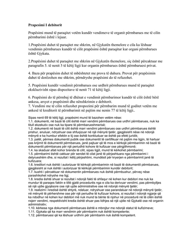 Pyetje nga E drejta e procedures permbarimore | DOC