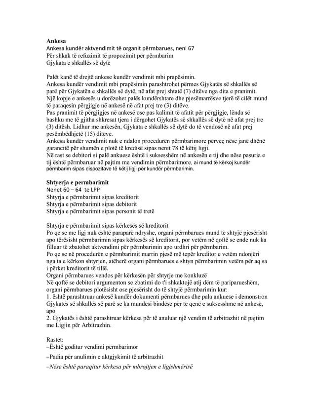 Pyetje nga E drejta e procedures permbarimore | DOC