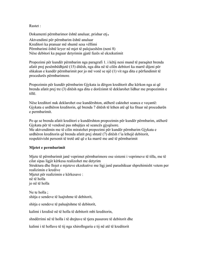 Pyetje nga E drejta e procedures permbarimore | DOC