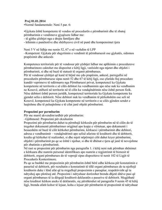 Pyetje nga E drejta e procedures permbarimore | DOC