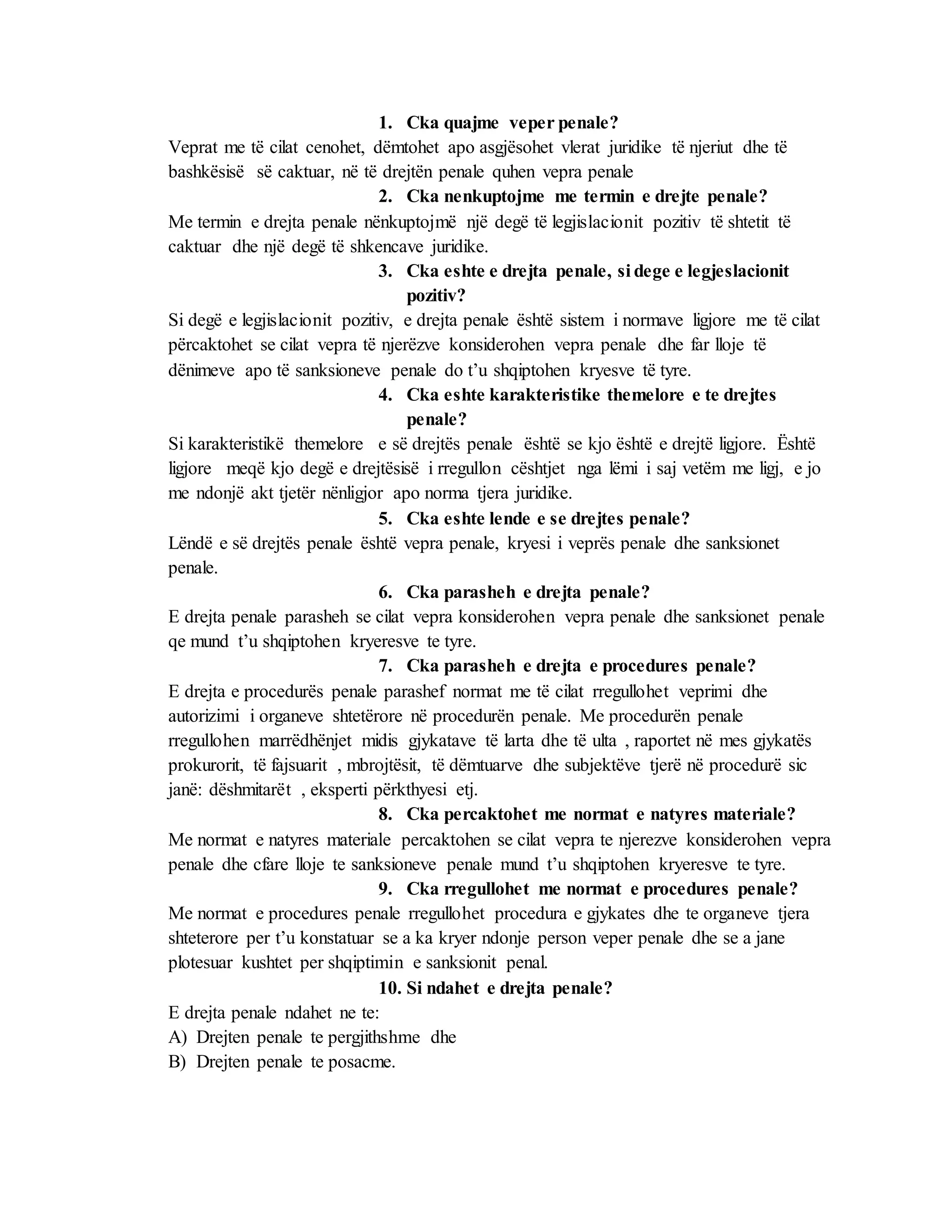 E DREJTA PENALE - 300 PYETJE DHE PERGJIGJE | DOCX