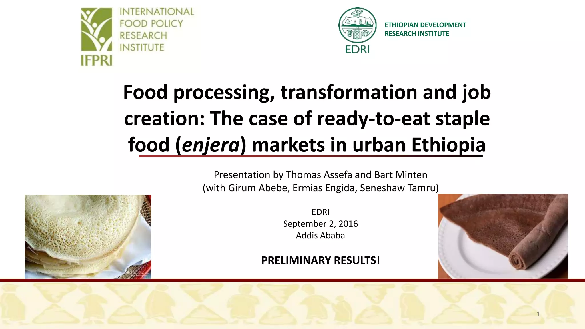 Food processing, transformation and job creation: The case of ready-to ...