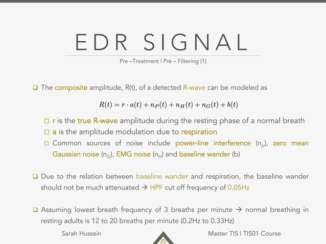 Electrocardiogramm Derived Respiratory Signal (EDR signal) | PDF