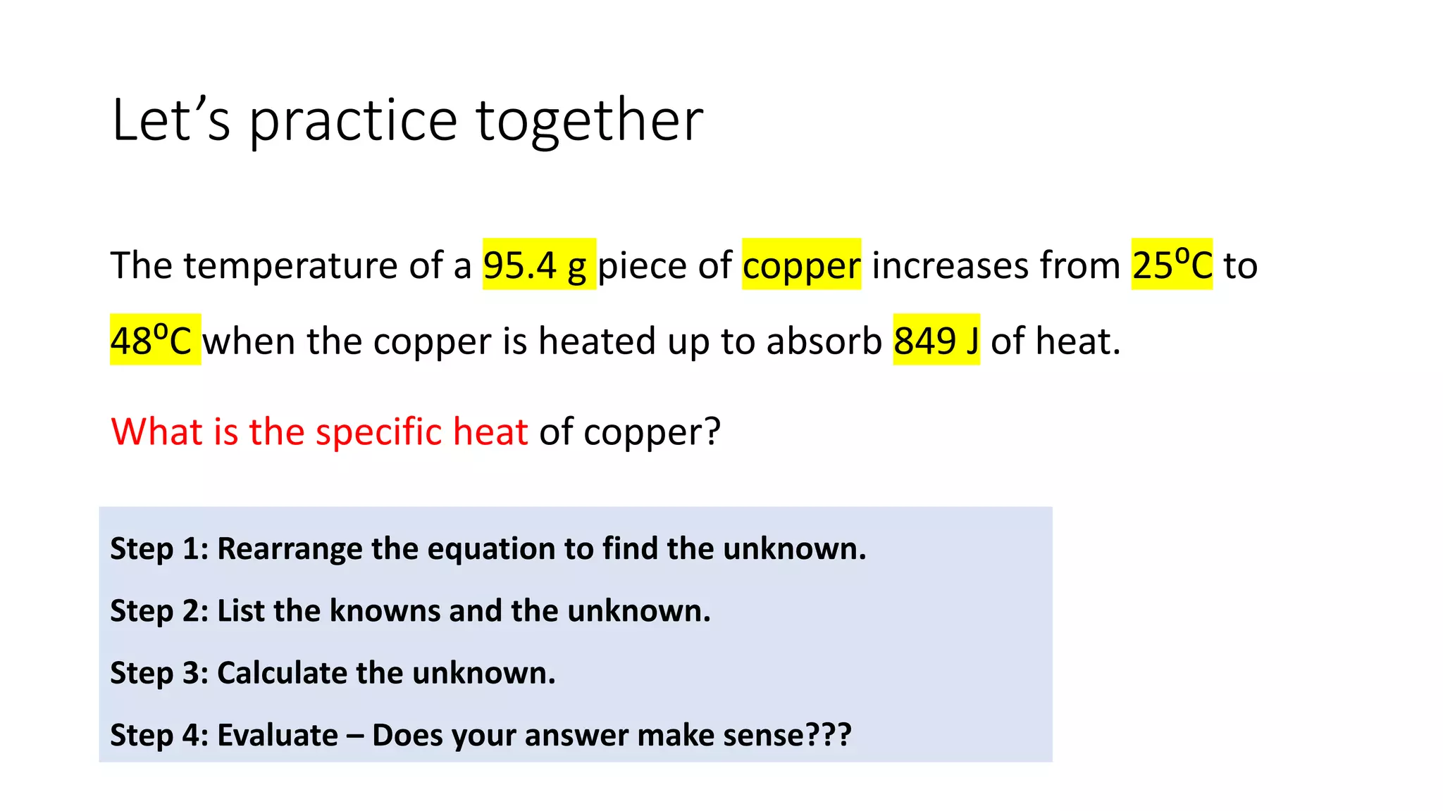 Specific Heat Capacity Lesson | PPTX