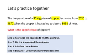 Specific Heat Capacity Lesson | PPT