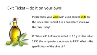 Specific Heat Capacity Lesson | PPT