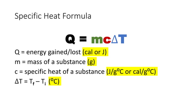 Specific Heat Capacity Lesson | PPT