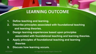 Lev Vygosky and Jean Piaget Theories of Learning | PPTX