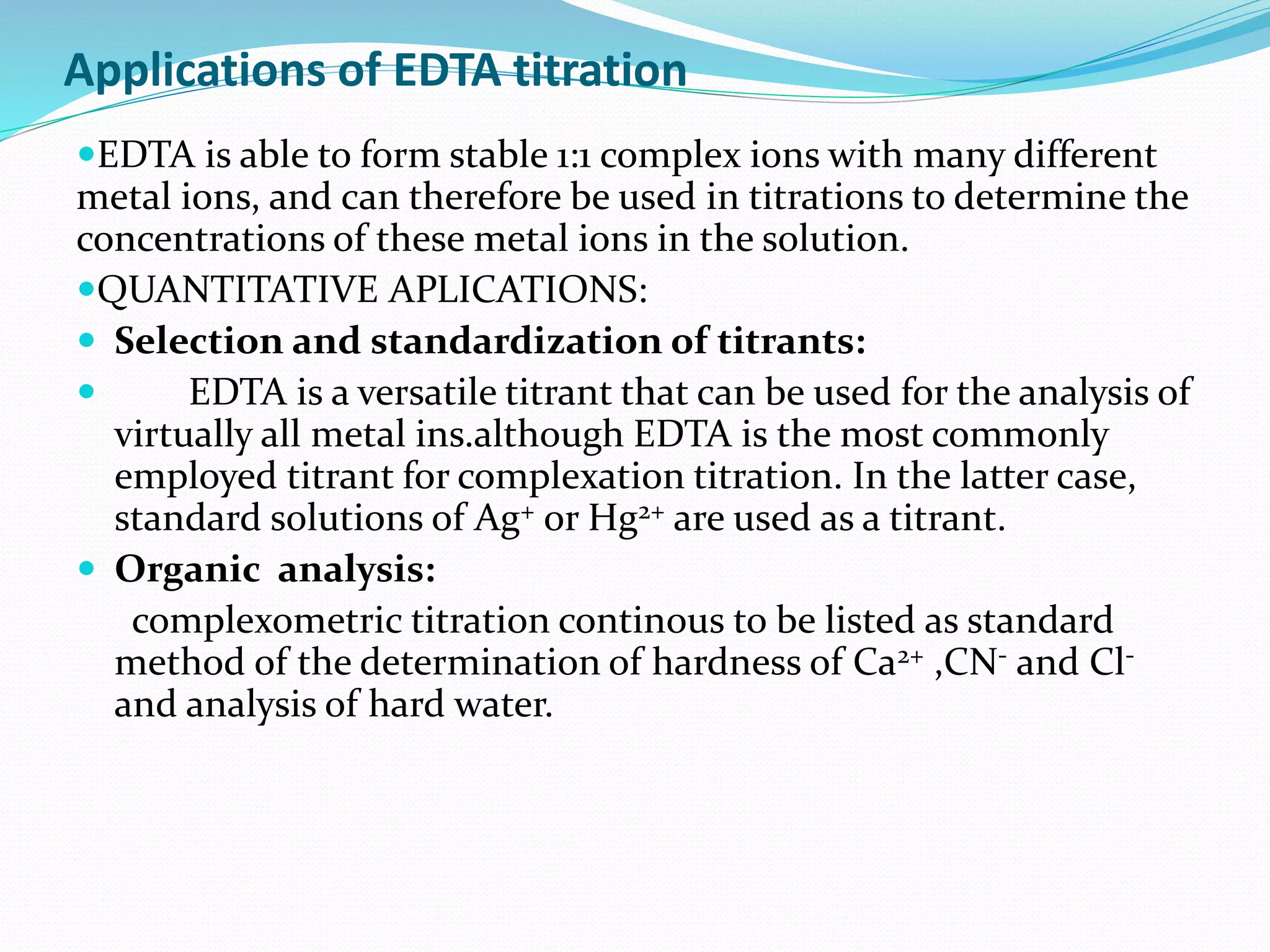 Applications of Edta Titration - Kshetra K L | PPTX