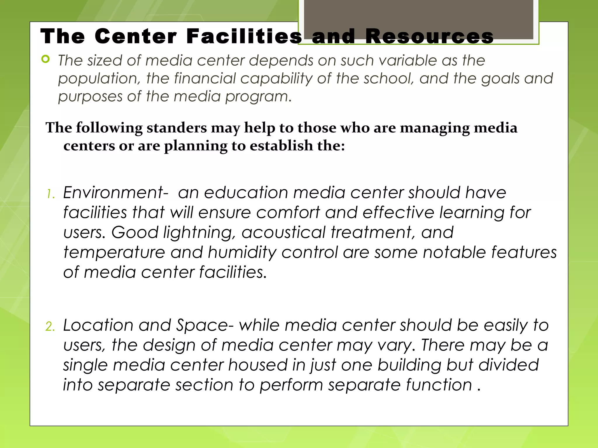 role and function of an educational media center | PPT
