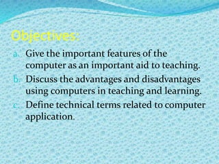 Computers as Aids to Teaching | PPTX