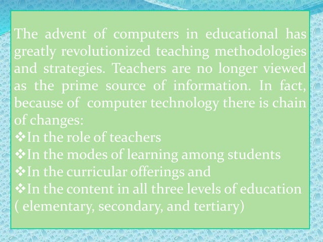 Computers as Aids to Teaching | PPTX