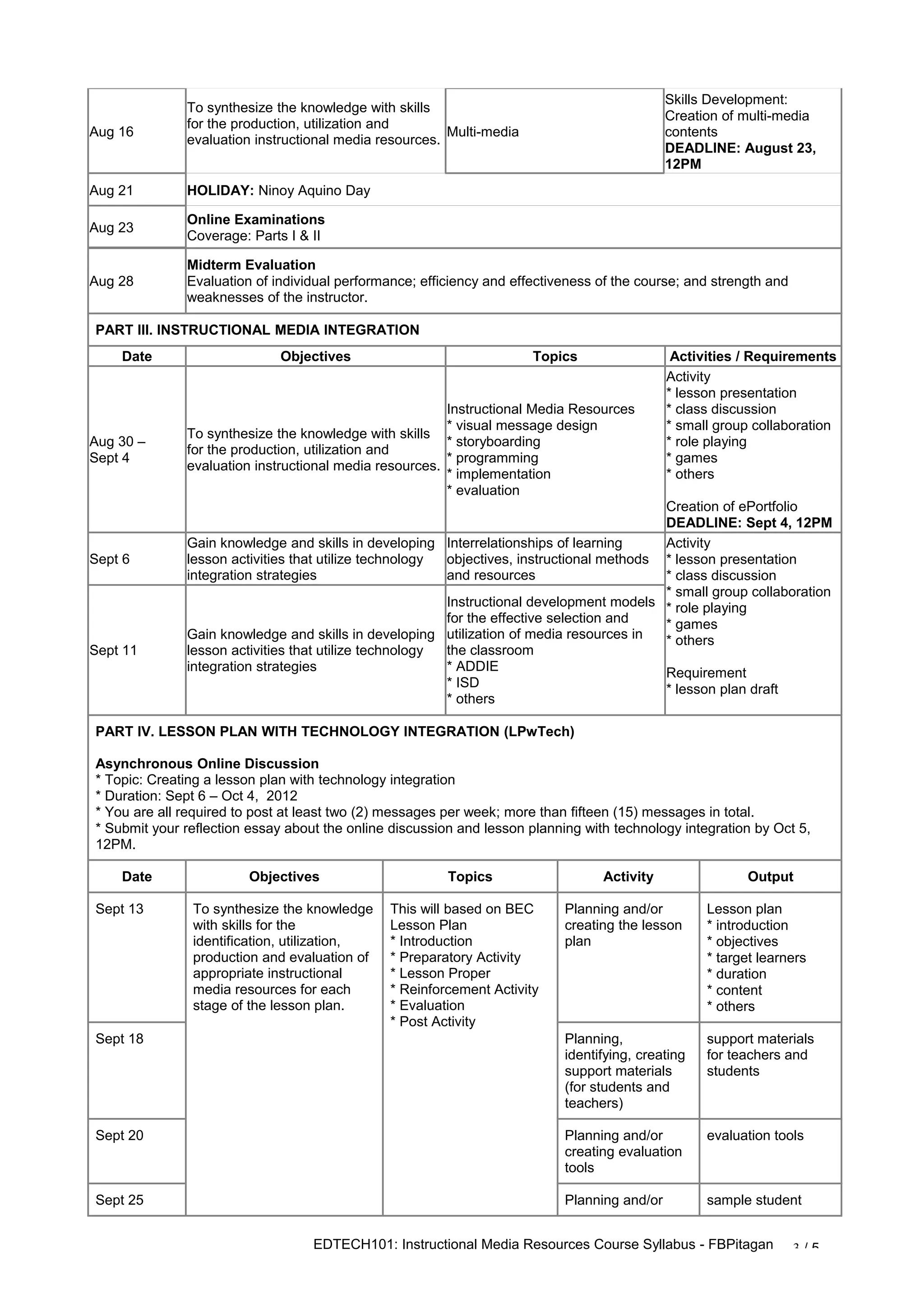 Ed tech 101 1ssy2012 13 updated syllabus | PDF