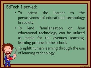 Edtech 1 review and edtech 2 overview | PPTX