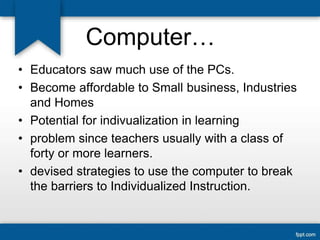 Educational Technology 2 Lesson 10: The Computer as a Tutor | PPTX