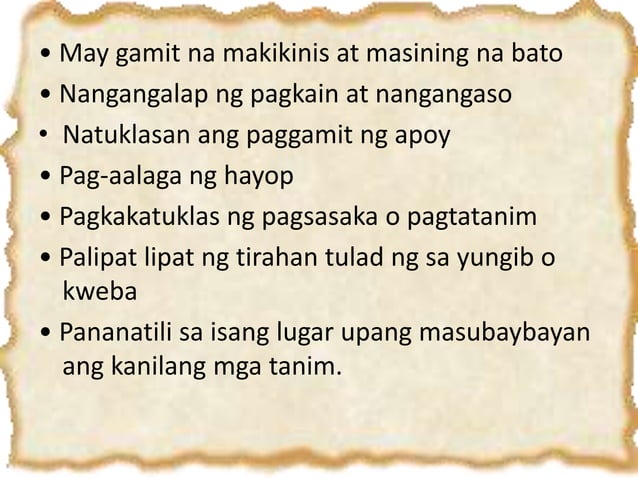 Ed tech 2 panahon ng paleolitiko, neolitiko at metal - | PPTX