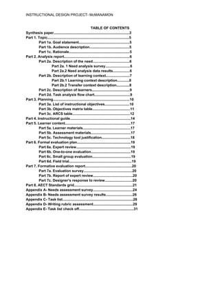 Edtech 503 Instructional Design Project | PDF