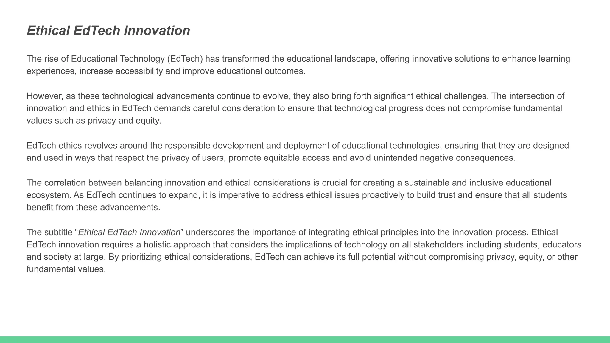 EdTech Ethics Balancing Innovation with Privacy and Equity | PDF