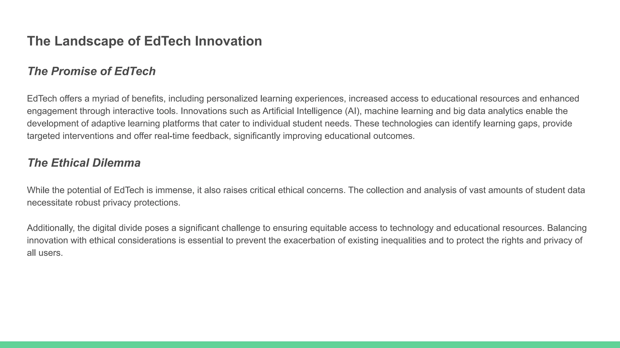 EdTech Ethics Balancing Innovation with Privacy and Equity | PDF