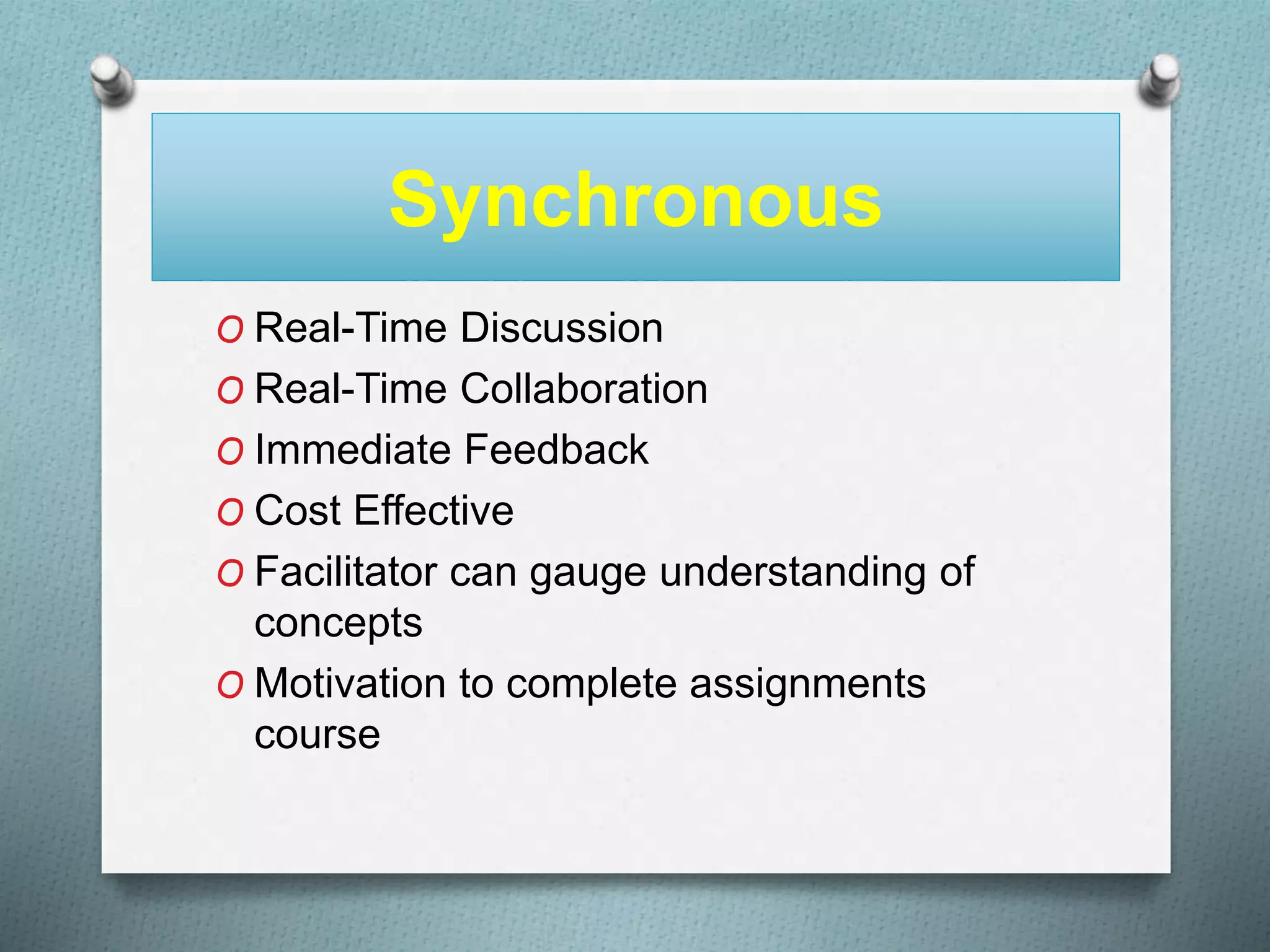 Synchronous and Asynchronous Learning | PPTX