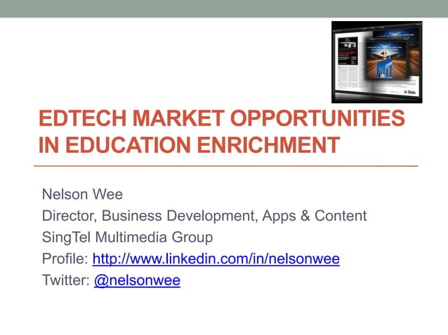 Edtech market opportunities in Education Enrichment | PPT