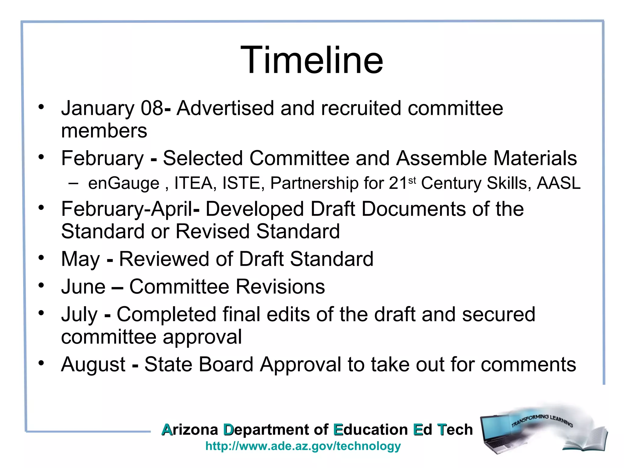 Arizona Educational Technology Standards Overview | PPT