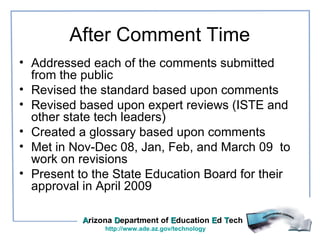 Arizona Educational Technology Standards Overview | PPT