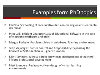Research trends in educational technology | PPTX